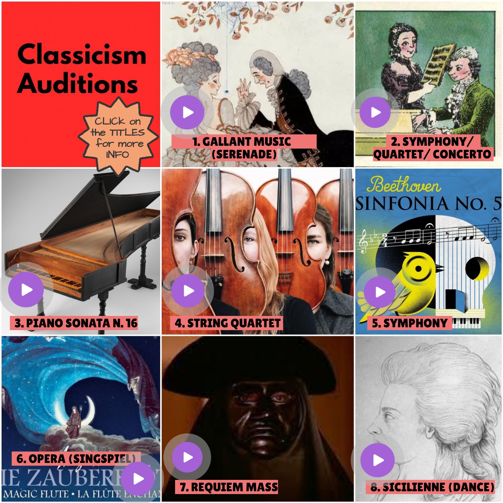 AUDITIONS UNIT 5: CLASSICISM AUDITIONS | Genially
