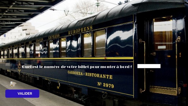 réapprovisionnemet dans le train l'Orient Express 2 | Genially