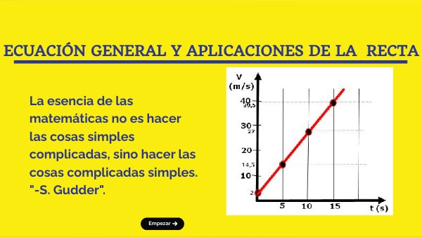 ECUACIÓN GENERAL Y APLICACIONES DE LA RECTA | Genially