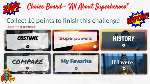 ChoiceBoard_Superheroes | Genially