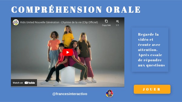L'hymne de la vie, compréhension orale