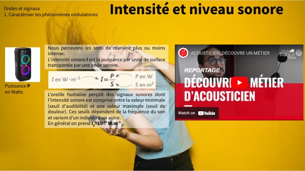 Tale Spé Ondes 1. Niveau sonore | Genially