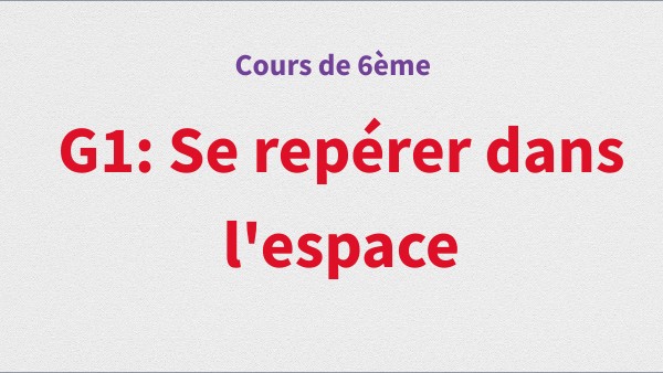 G1: Se repérer dans l'espace | Genially