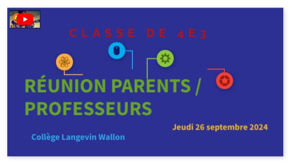 Réunion de rentrée classe de 4e3 | Genially