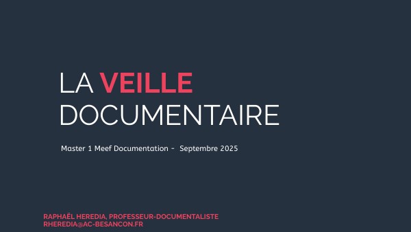 Veille documentaire M1 Doc | Genially