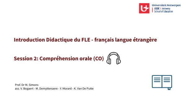 Intro Did FLE Session 2 Compréhension orale | Genially