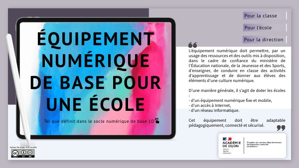 Equipement - Socle numérique de base 1D | Genially