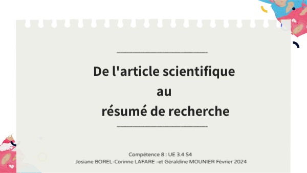 De l'article scientifique au résumé de recherche | Genially
