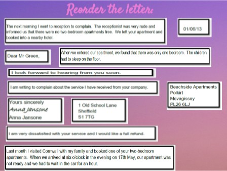 Formal Letters - Re-order the Letter