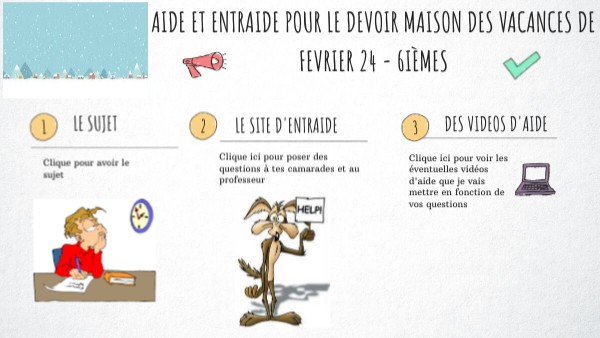 SITE D'AIDE ET D'ENTRAIDE POUR LE DEVOIR MAISON - février | Genially