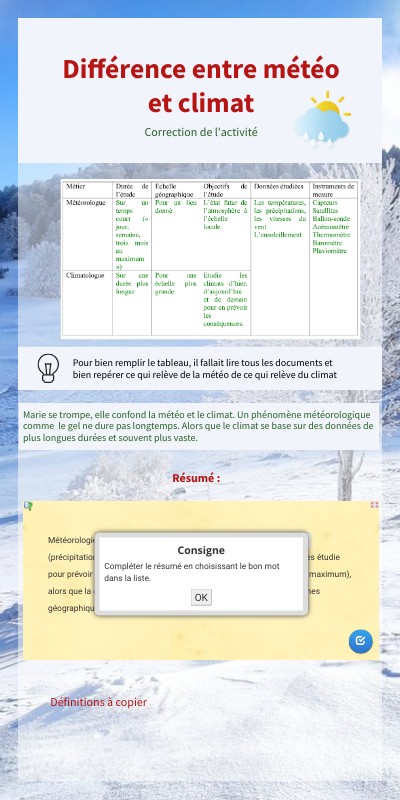Correction différence entre météo et climat | Genially