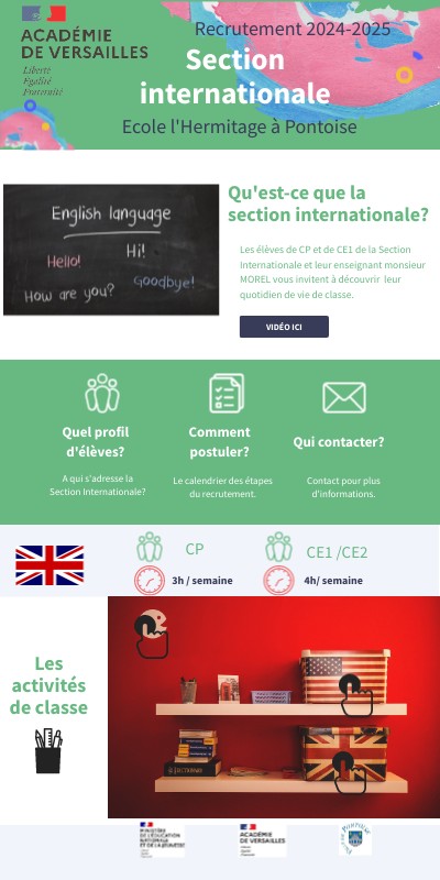 Flyer section internationale école Hermitage | Genially