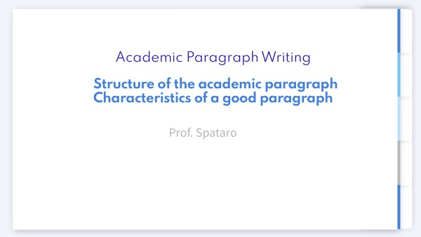 Academic Paragraph Writing (Prof. Spataro) | Genially