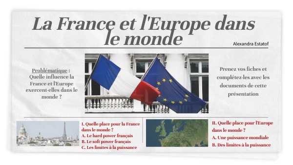 La France et l'Europe dans le monde | Genially