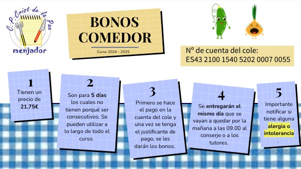 BONOS COMEDOR | Genially