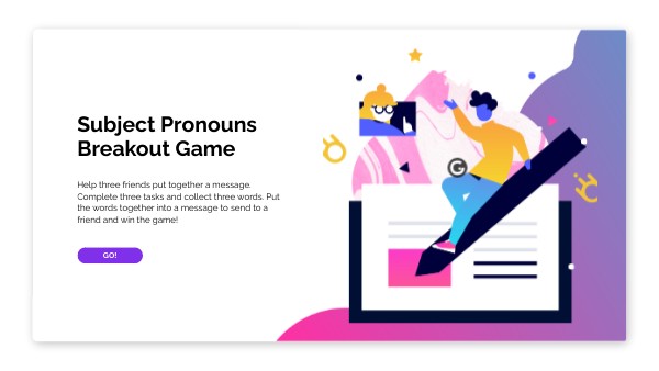 Subject pronouns: BREAKOUT Game | Genially