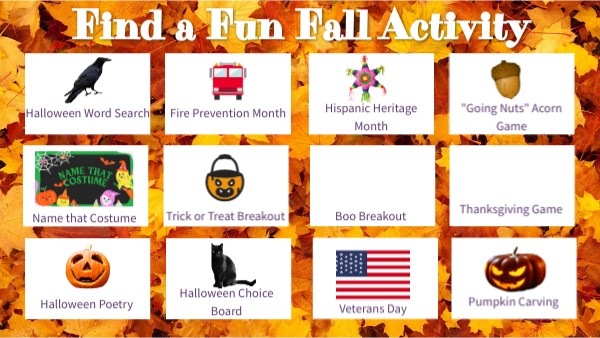 Fall Activity Options | Genially