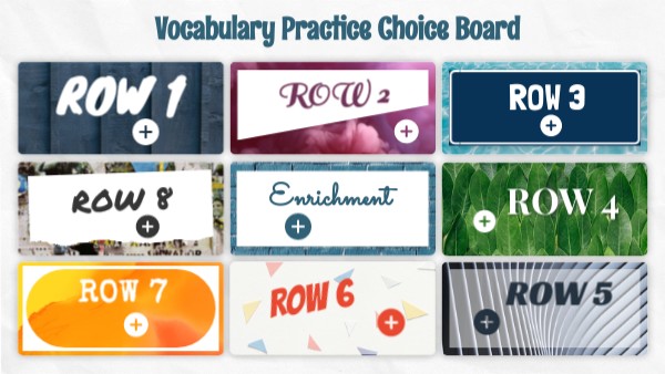 CHOICE BOARD - vocabulary practice | Genially