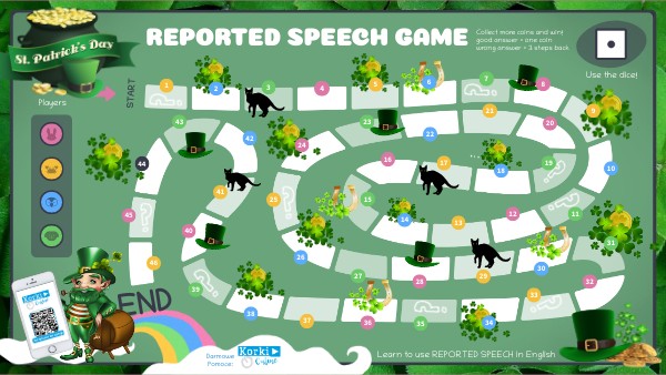 Reported speech St. Patrick's day BOARD GAME Korki Online | Genially