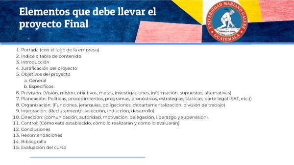 Elementos del proyecto final | Genially