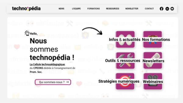 page TECHNO:PEDIA site CPEONS | Genially