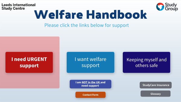 Leeds ISC Welfare Handbook (for welfare cards) | Genially