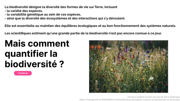 Mesurer la biodiversité (ES terminale) | Genially