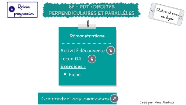 6e- PDT : Démonstrations parallèles et perpendiculaires | Genially