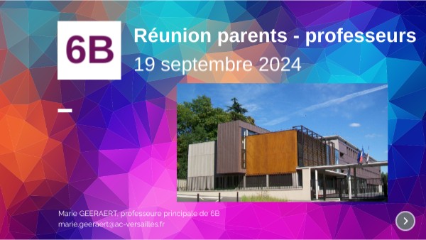 Réunion Parents 6B | Genially