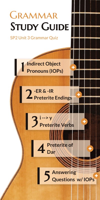 SP2 U3 Preterite Grammar Quiz Study Guide | Genially