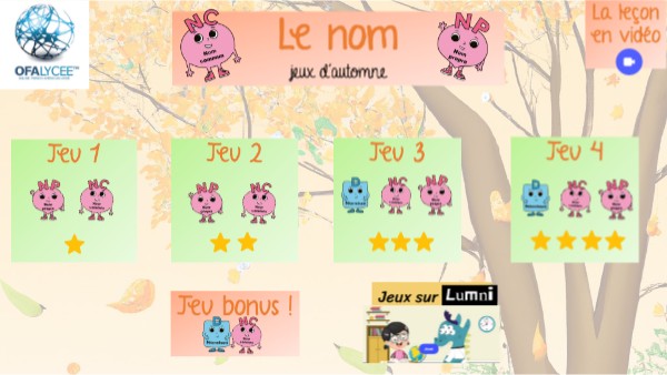 Le nom - jeux d'automne | Genially