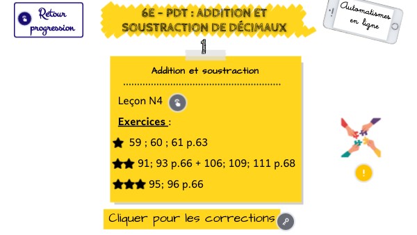 6e- PDT : Addition et soustraction de décimaux | Genially