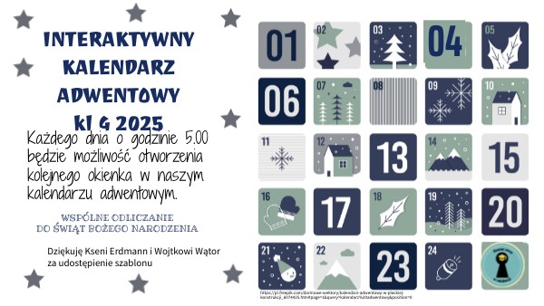 SP kl 4-5 Kalendarz adwentowy XII 2022 Mat | Genially