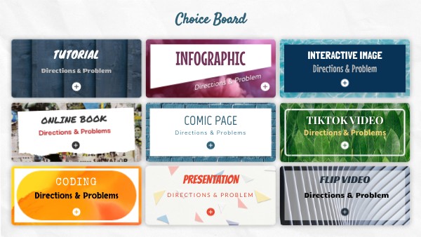 CHOICE BOARD - Order of Operations with Fractions | Genially