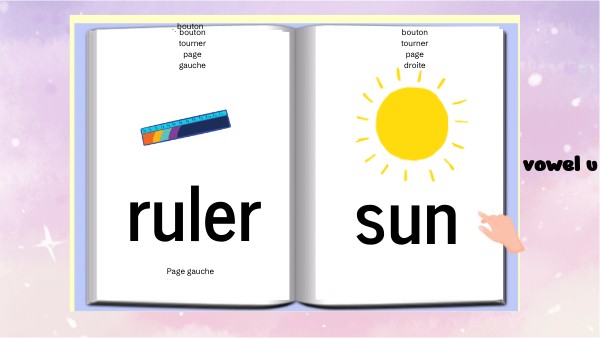 Short and long vowel U book