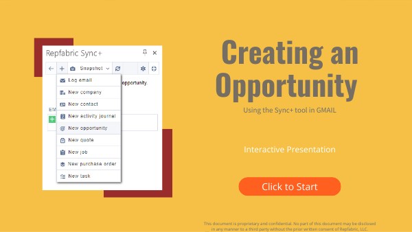 Sync + GMAIL - Creating an Opportunity Using the Web Portal | Genially