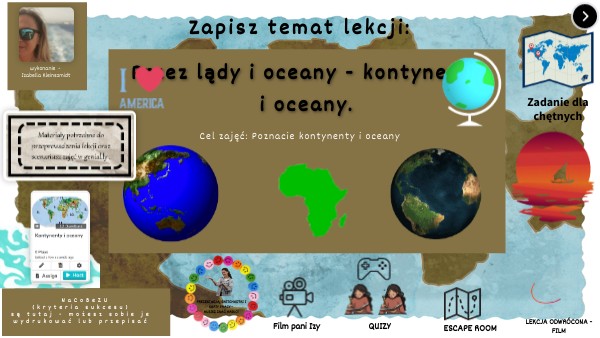 II. Przez lądy i oceany - część II-kontynenty - lekcja multimedialna | Genially