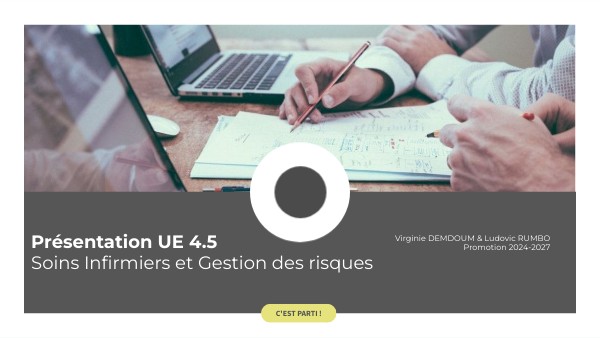 Présentation UE 4.5 Soins Infirmiers et Gestion des Risques | Genially