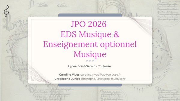 JPO Musique Lycée Saint-Sernin | Genially