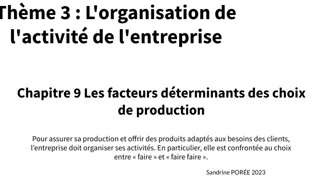 Thème 3. ch9 les facteurs déterminants de la croissance
