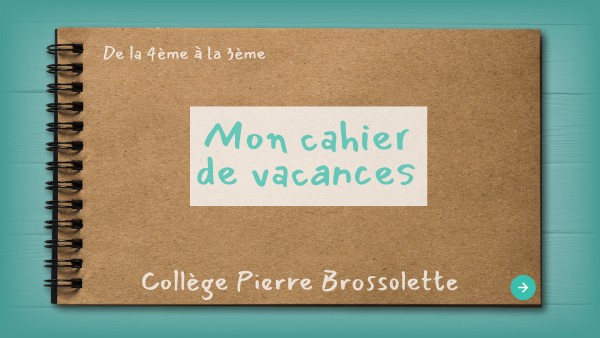 Mon cahier de vacances | Genially