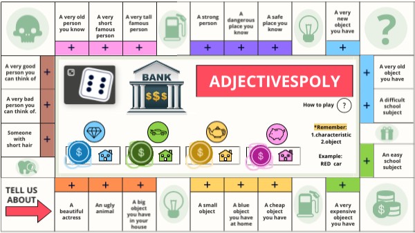 Book1 - Unit 2B Monopoly - Adjectives conversation | Genially