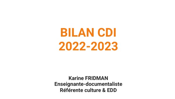 Bilan CDI 2022-23 | Genially