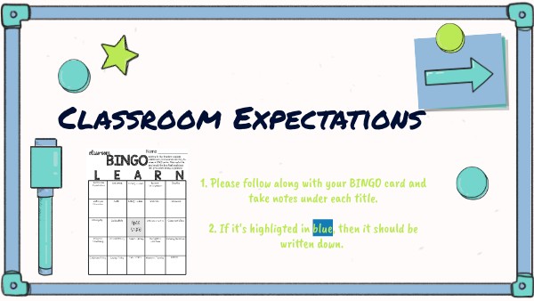 BINGO! Classroom Expectations | Genially