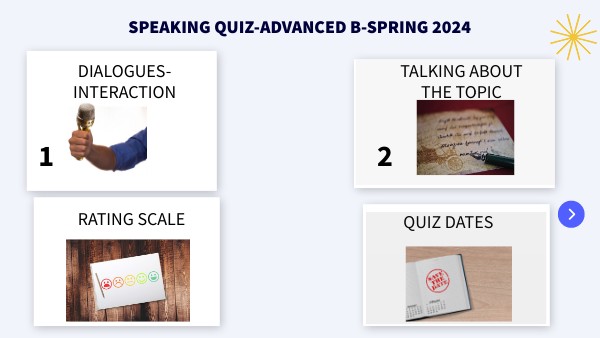 SPEAKING QUIZ SPRING 2024 | Genially