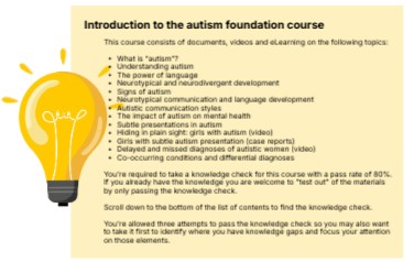 Introduction autism theory course