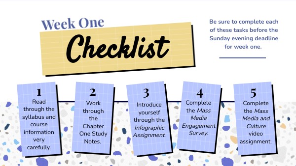 Week One Checklist