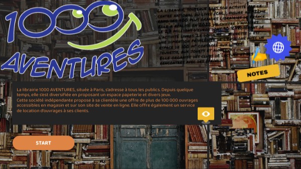 Epreuve E2 SESSION 2023 Librairie 1000 aventures | Genially