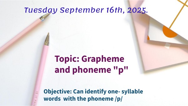 Wednesday Sept11 K2 Grapheme "Pp" | Genially