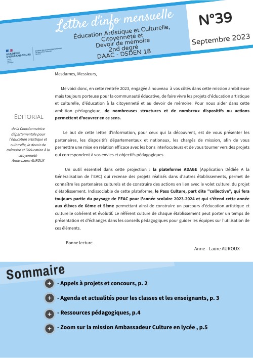 Lettre EAC_n°39_sept_2023 | Genially